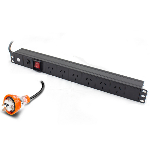 6 Port Basic PDU, (6) 3 Pin AUS GPO Output (1) 3 Pin Captive Aus Plug