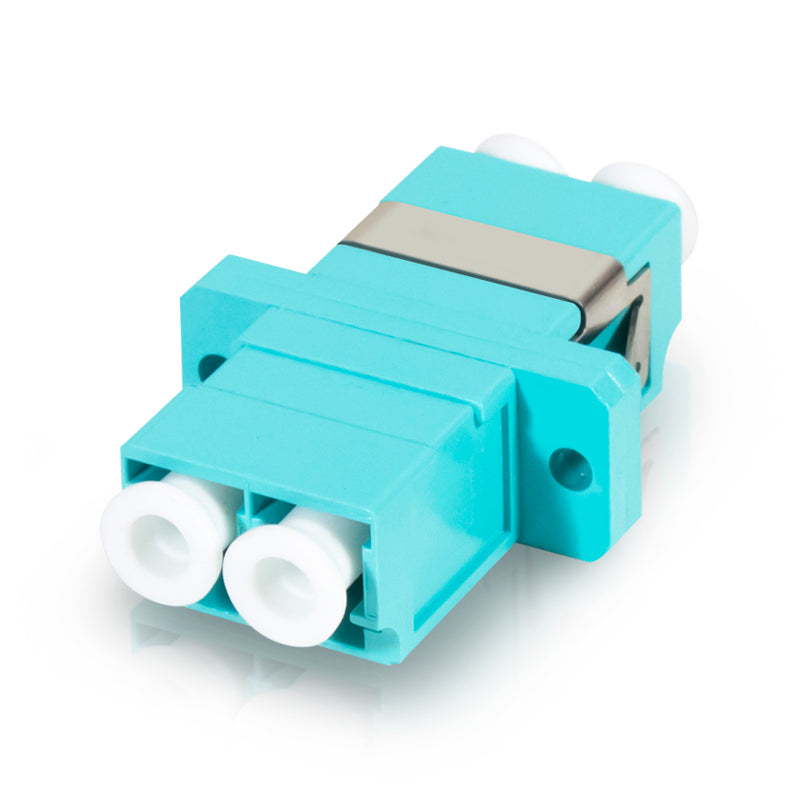 LC Female to LC Female Multi mode Duplex OM4 Fibre Adaptor - AQUA COLO