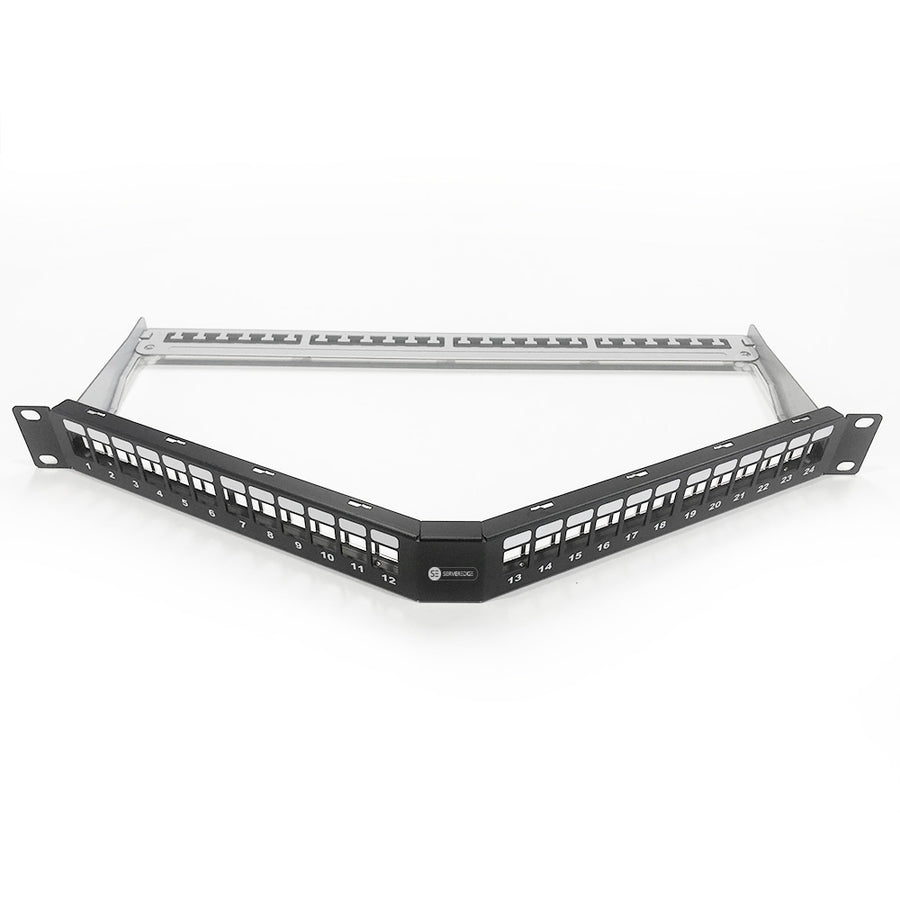 SERVEREDGE V SHAPED 24 PORT 1RU UNLOADED SHIELDED PATCH PANEL - INCLUD
