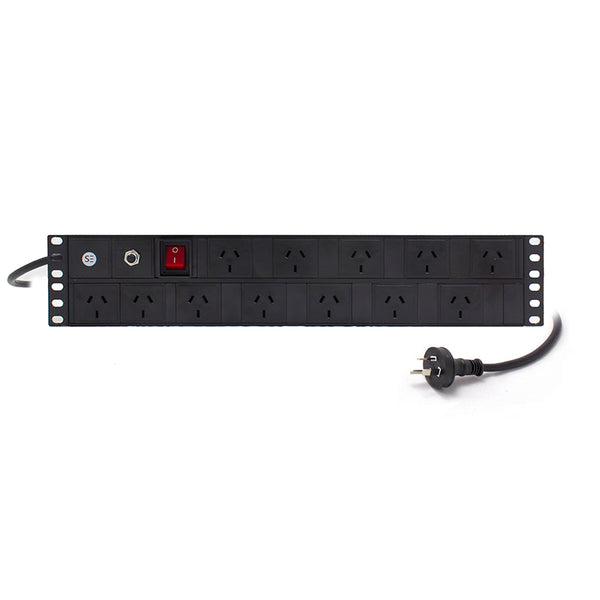 12 Port 2RU Basic PDU, (12) 3 Pin AUS GPO Output (1) 3 Pin Aus Plug In