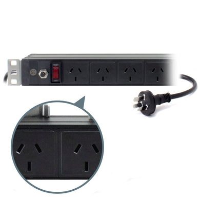8 Port Basic PDU, (8) 3 Pin AUS GPO Output (1) 3 Pin Aus Plug Input, 1